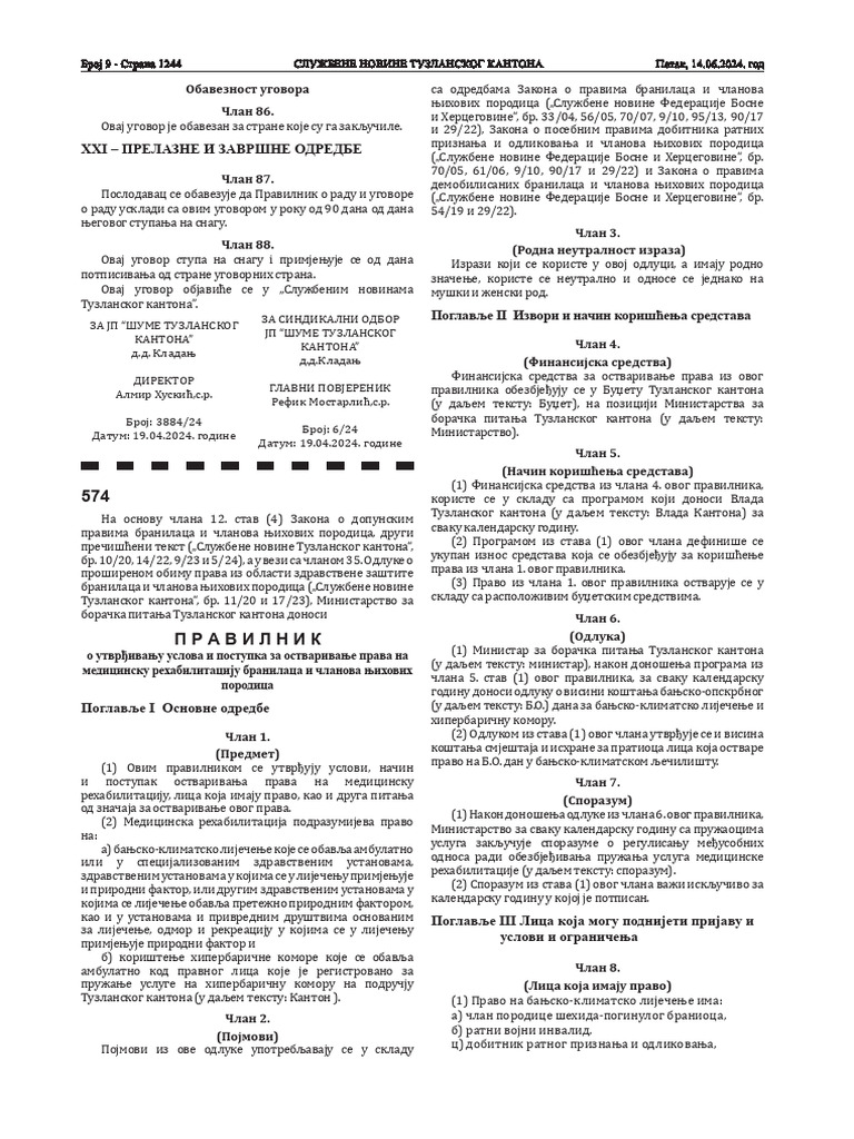 Pravilnik o Utvrđivanju Uslova I Postupka Za Ostvarivanje Prava Na Medicinsku Rehabilitaciju ...