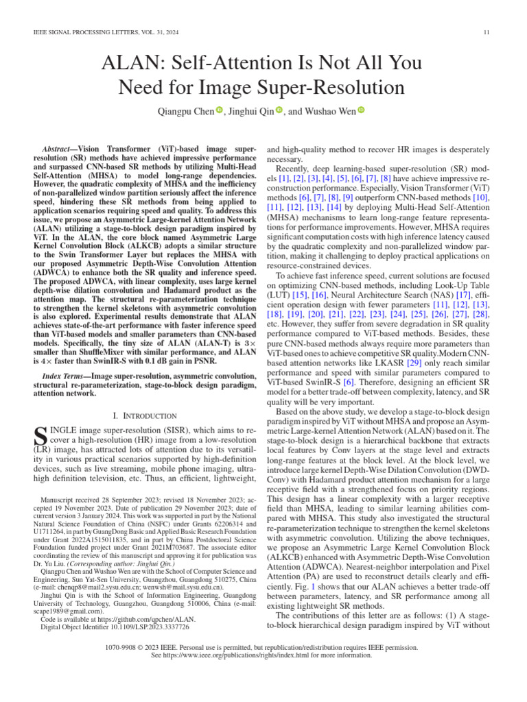 ALAN: Efficient Image Super-Resolution with Asymmetric Attention | PDF ...