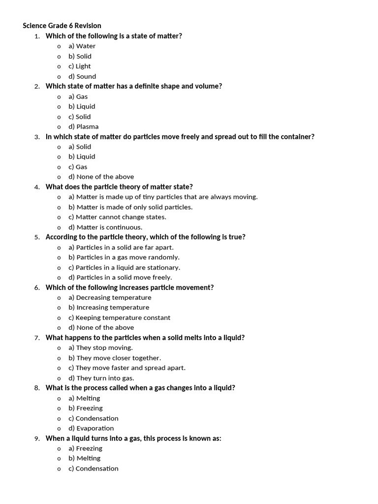 Grade 6 Science Revision Guide | PDF | Liquids | Microorganism