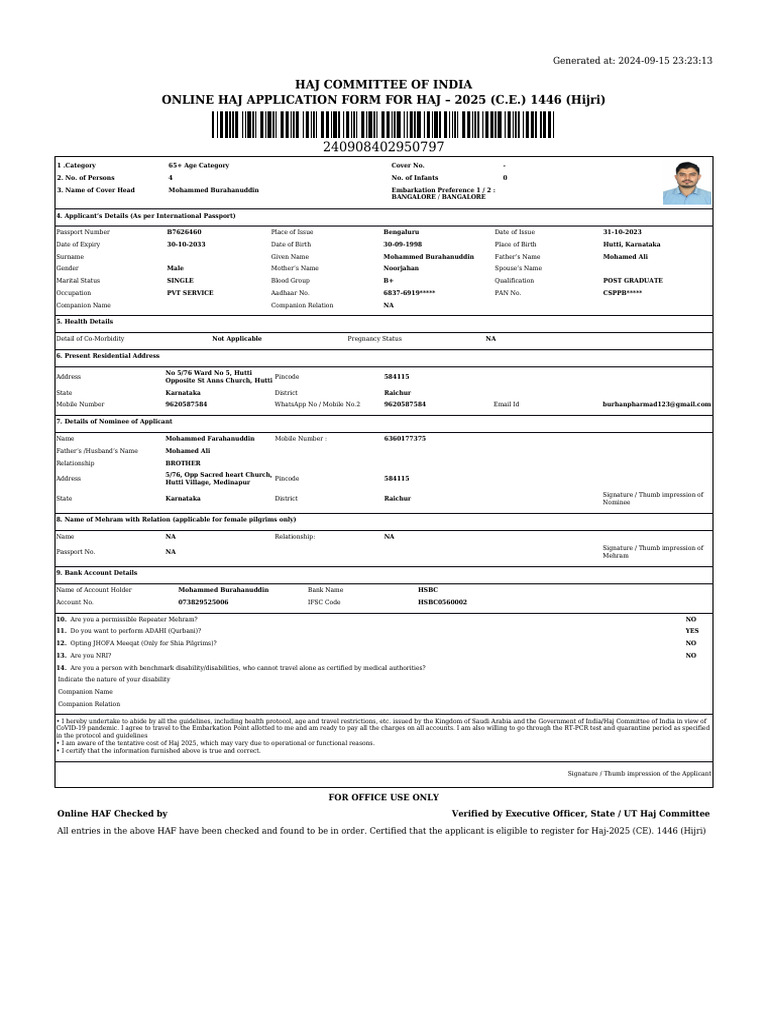 Haj App Form1726422780 | PDF | Hajj | Passport