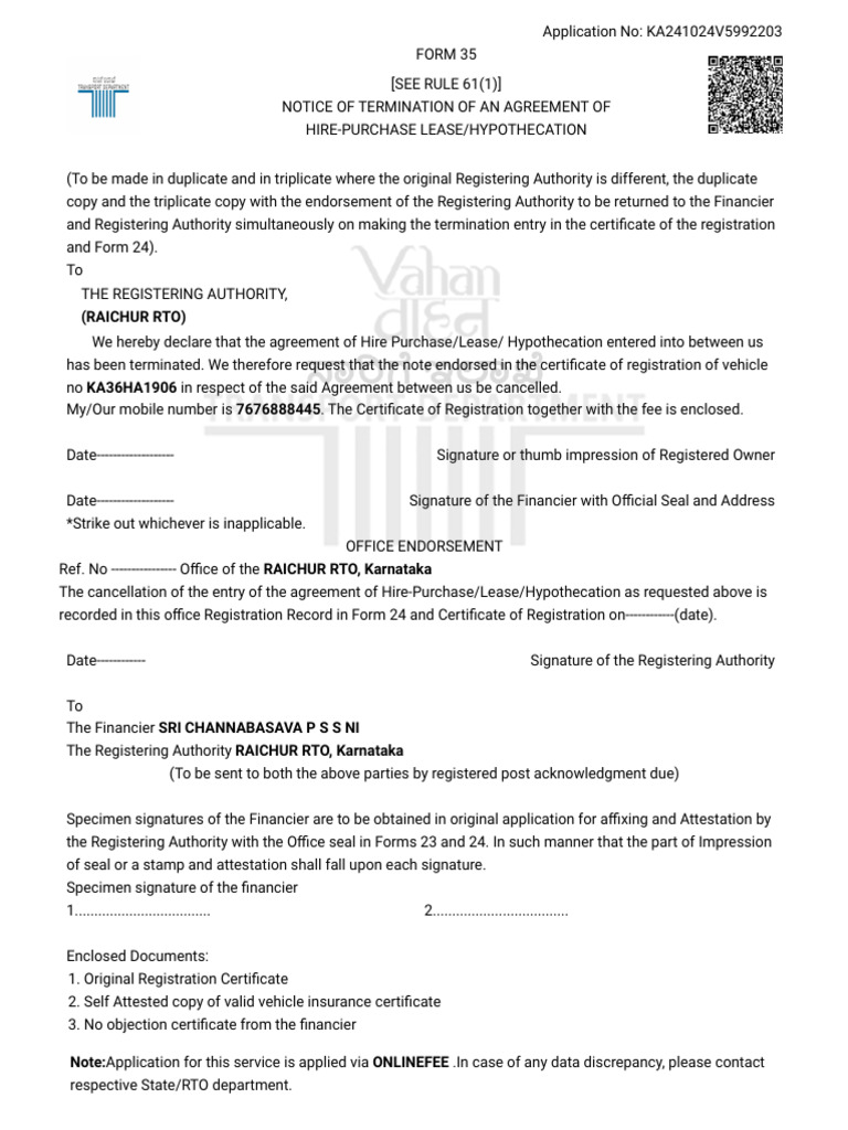 Raichur Rto | PDF | Finance & Money Management