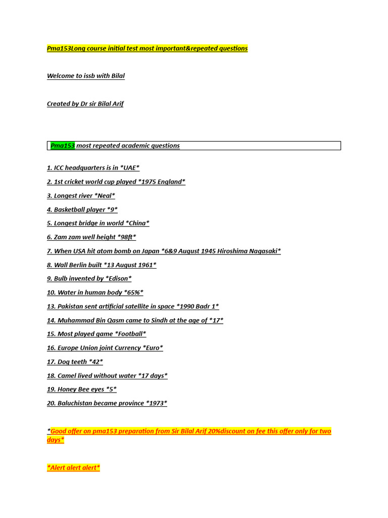 Pma153Lc Everytime Important Questions | PDF