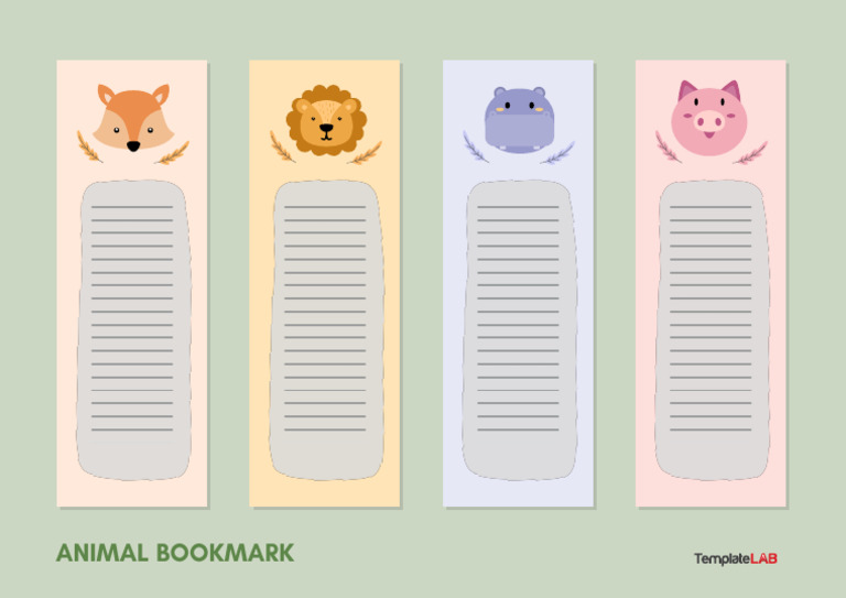 Animal Bookmark Template | PDF