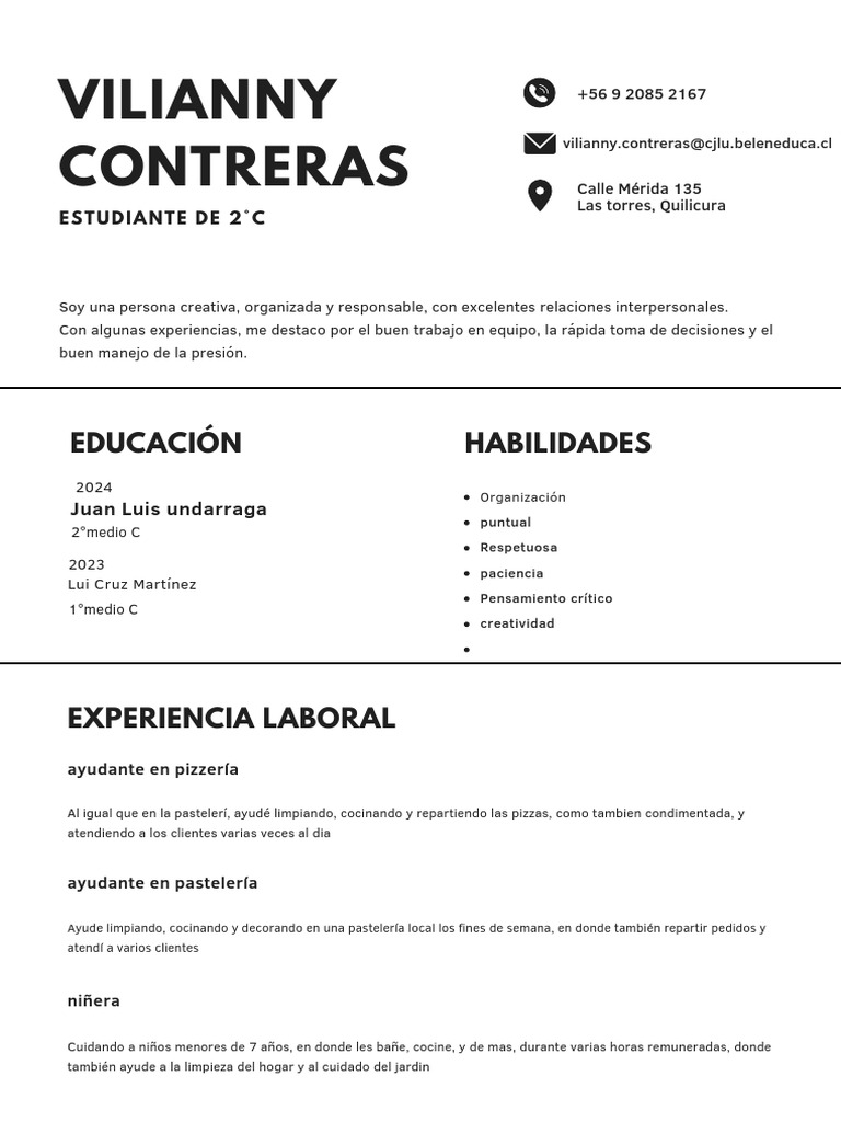Curriculum Profesional Sin Foto Sencillo Blanco y Negro - 20240910 - 110249 - 0000 | PDF