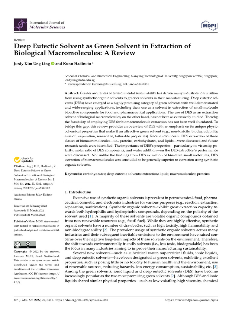 Deep Eutectic Solvents | PDF | Ion | Solvent