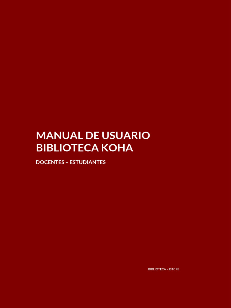 Manual KOHA para Biblioteca ISTCRE | PDF | Contraseña | Internet