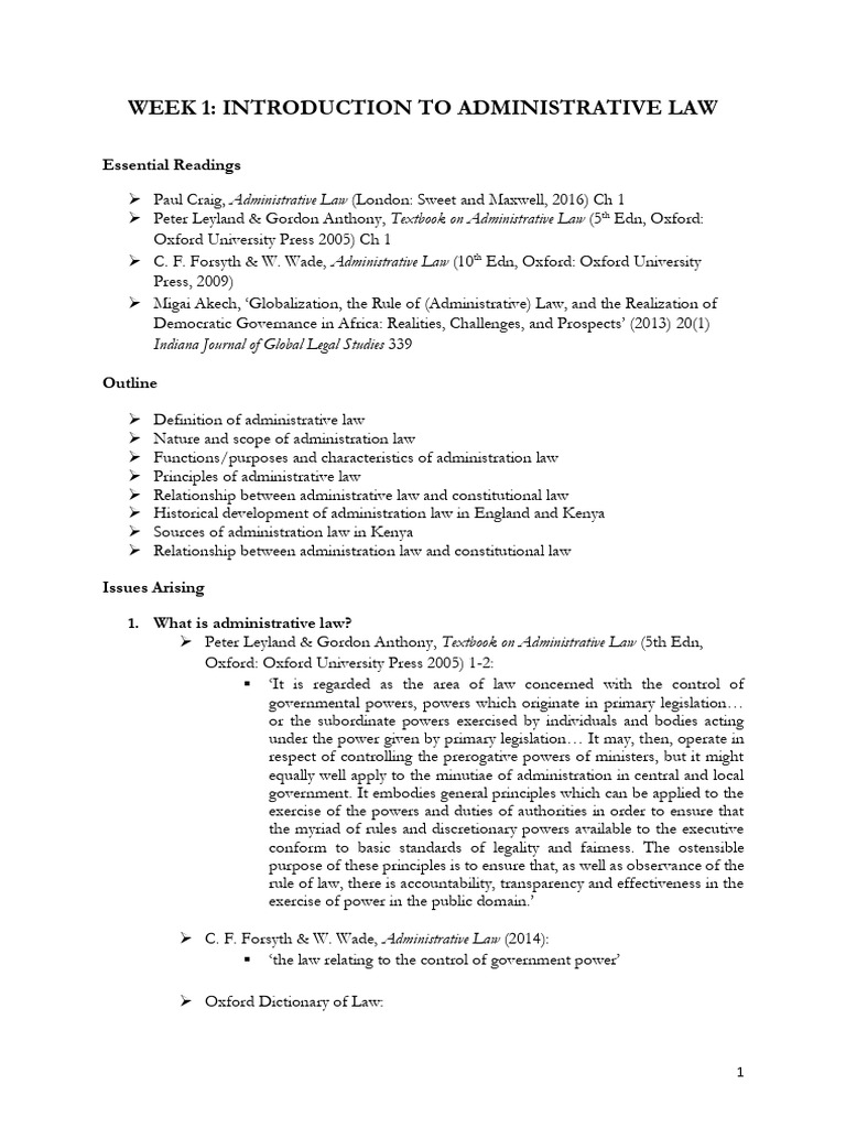 Administrative Law I-Week 1 Handout | PDF | Administrative Law | Certiorari