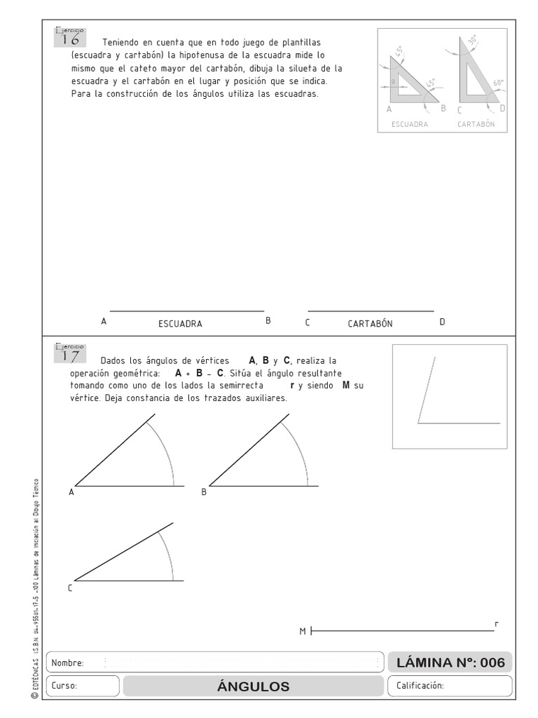 Operación de Ángulos en Dibujo Técnico | PDF | Geometría triangular ...