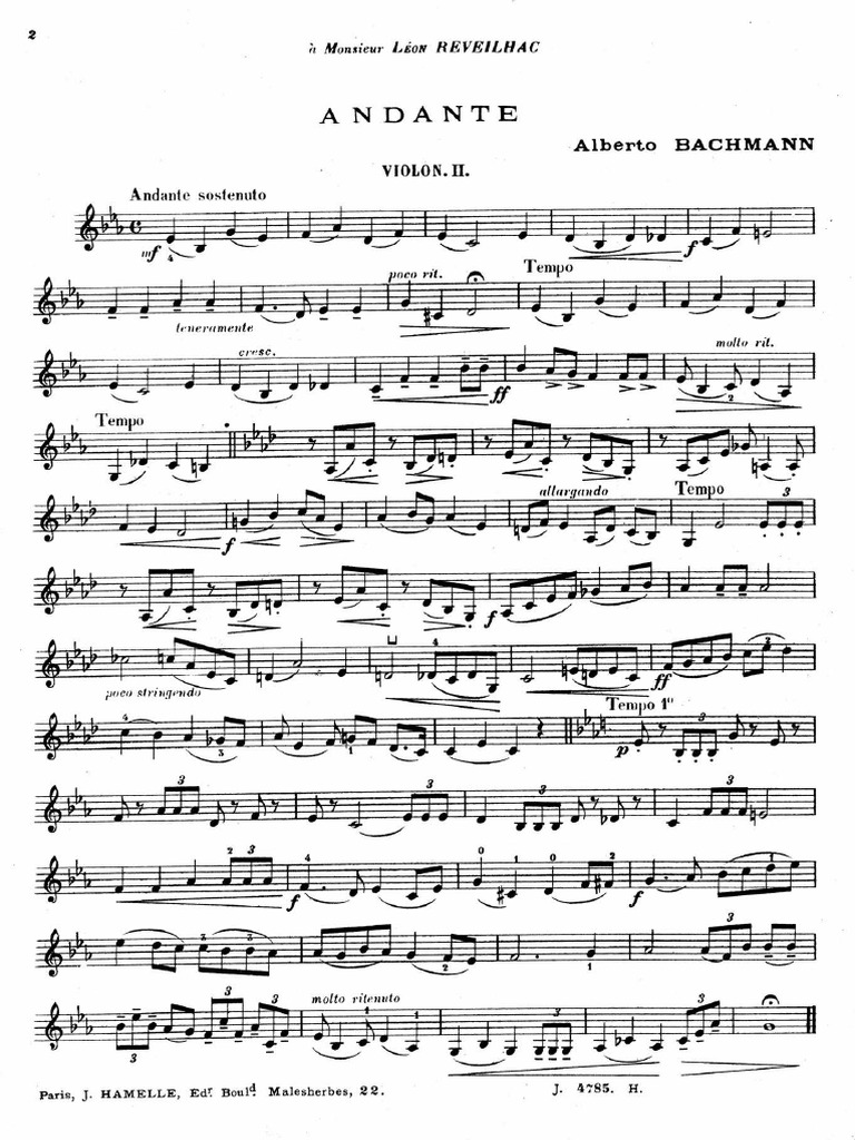 Bachmann Andante Et Bourrée Vl2 | PDF