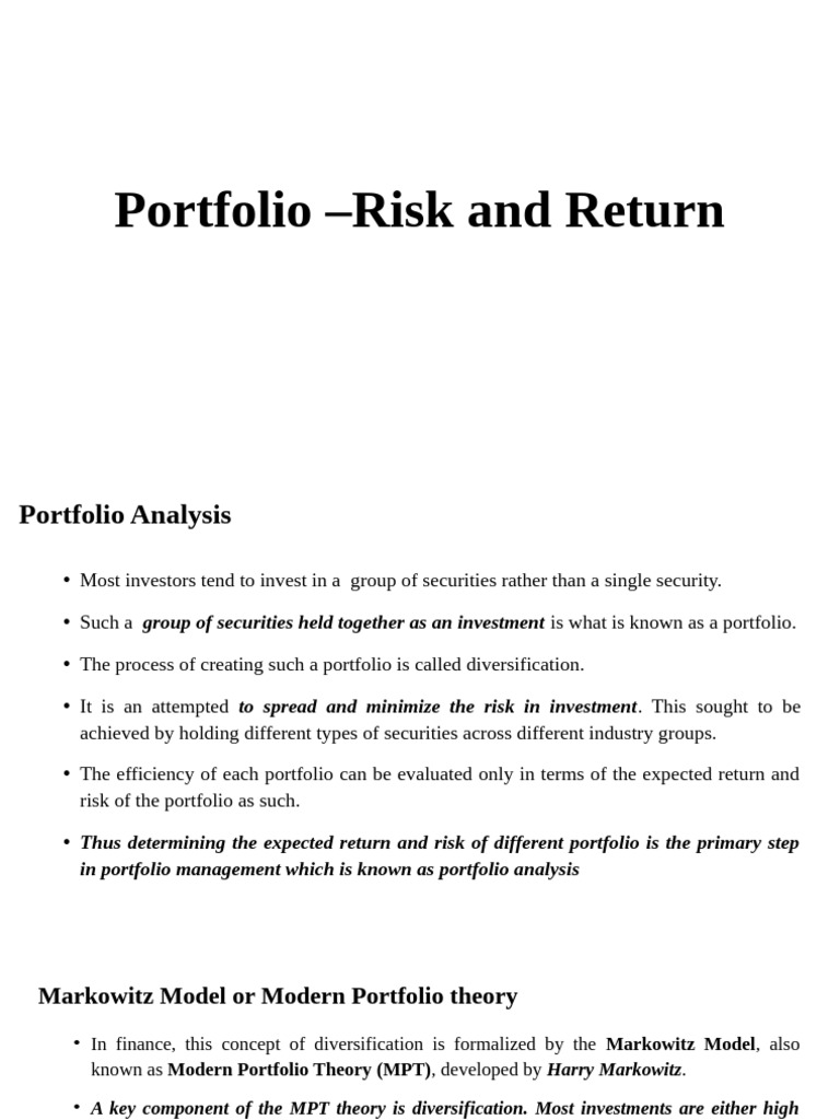 Portfolio - Risk and Return | PDF | Capital Asset Pricing Model ...