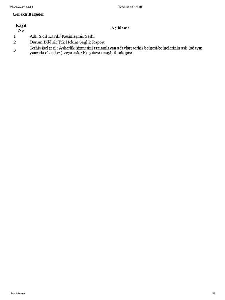 Istenen Evraklar | PDF