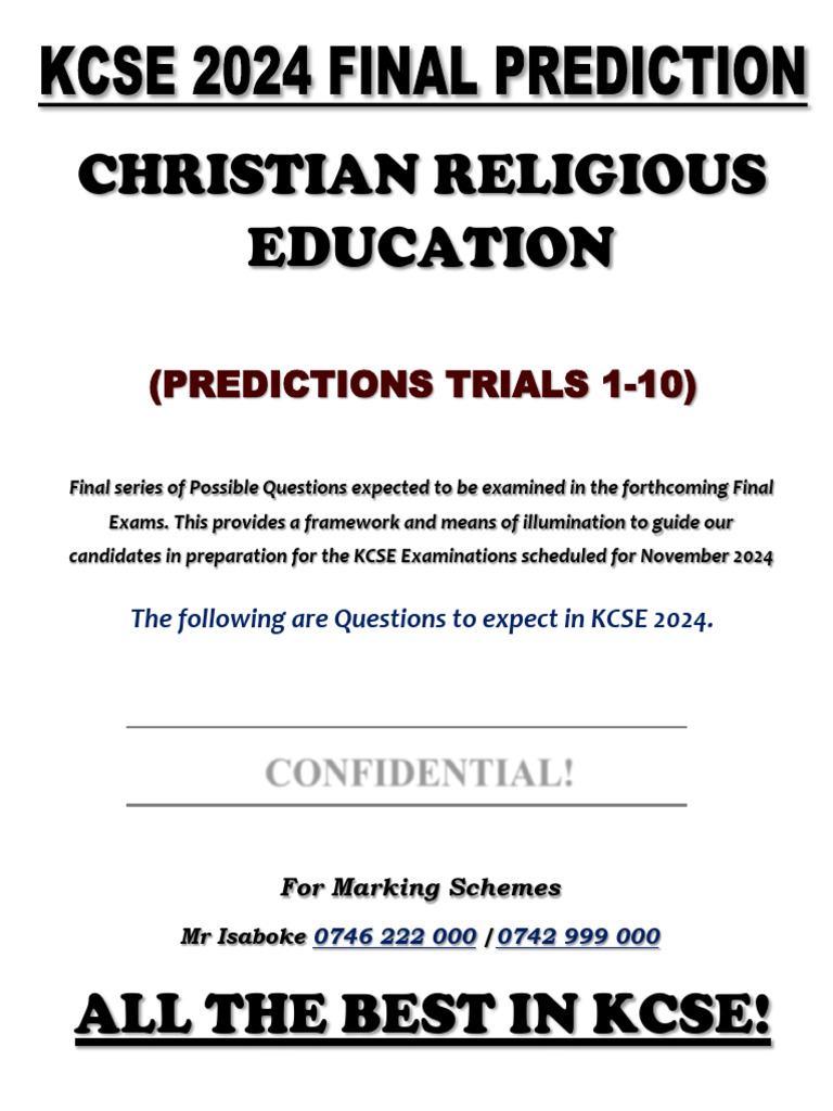 KCSE 2024 CRE Exam Predictions | PDF | Jesus | Covenant (Biblical)