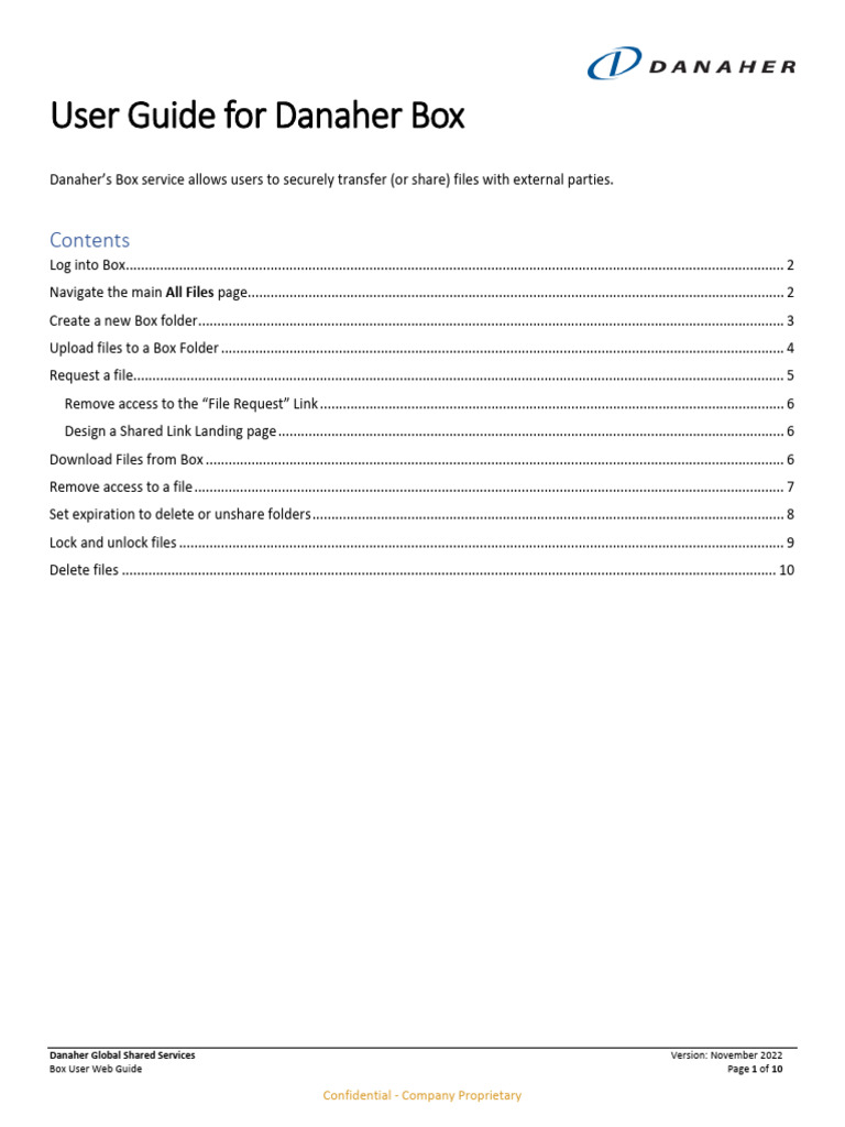 Danaher Box User Guide 2022 | PDF | Computer File | World Wide Web