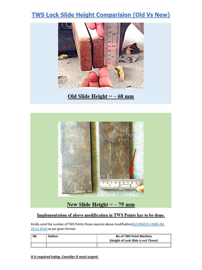 TWS Lock Slide Height Comparision (Old Vs New) | PDF | Computers