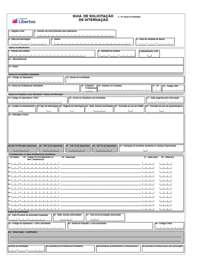 Guia de Solicitacao de Internacao | PDF
