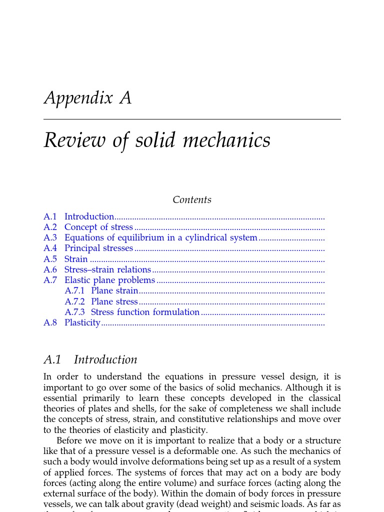 Review of Solid Mechanics: Appendix A | PDF | Deformation (Engineering ...