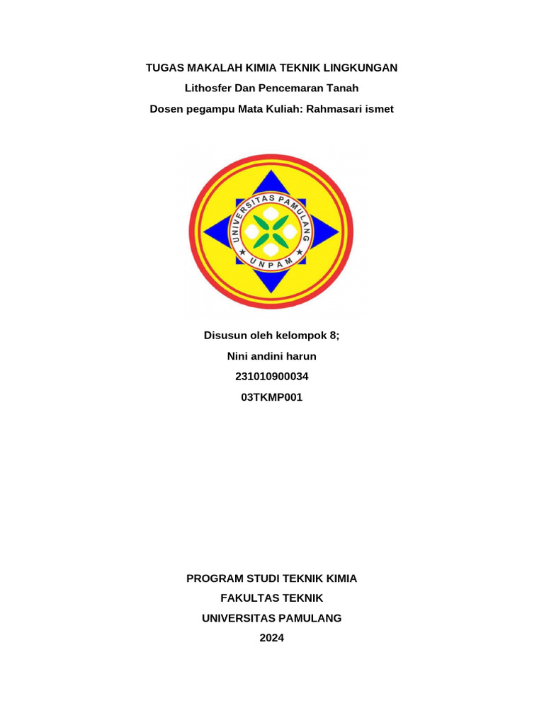 Tugas Makalah Kimia Teknik Lingkungan | PDF | Sains & Matematika