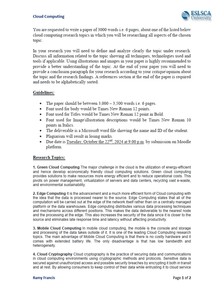 Cloud Research Topics Pdf Cloud Computing Computer Security