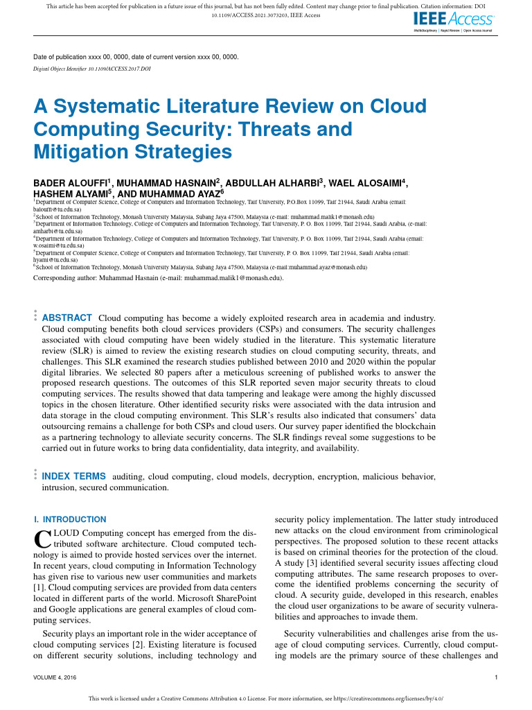 A_Systematic_Literature_Review_on_Cloud_Computing_ | PDF | Cloud Computing | Computer Security