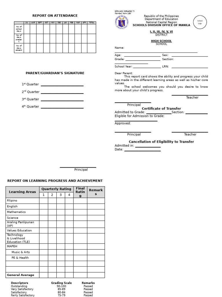 Report-Card-G7 Revised | PDF