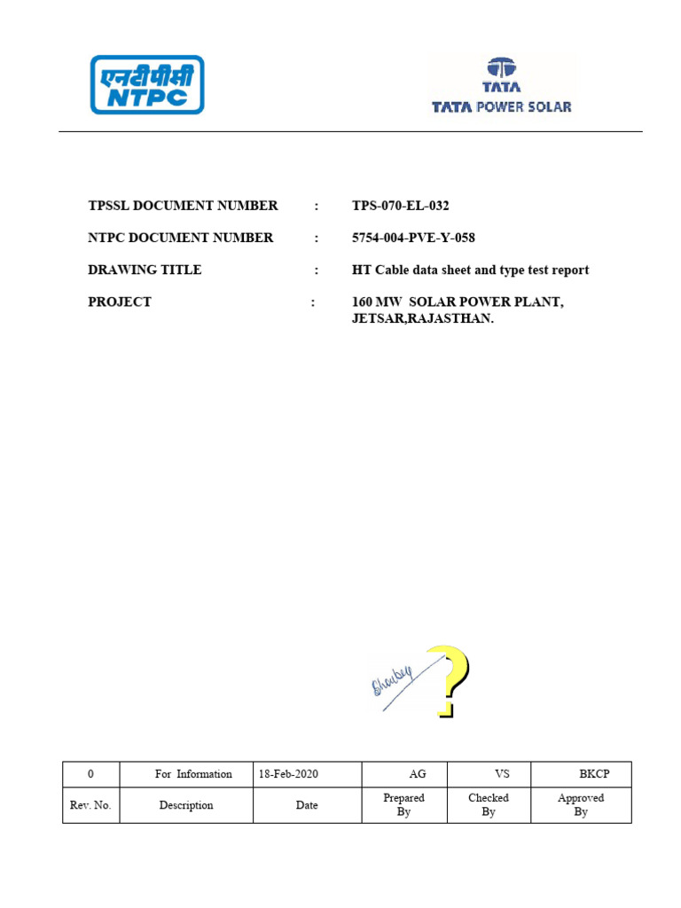 Jetsar HT Cable Data Sheet and Type Test Report | PDF | Wire ...
