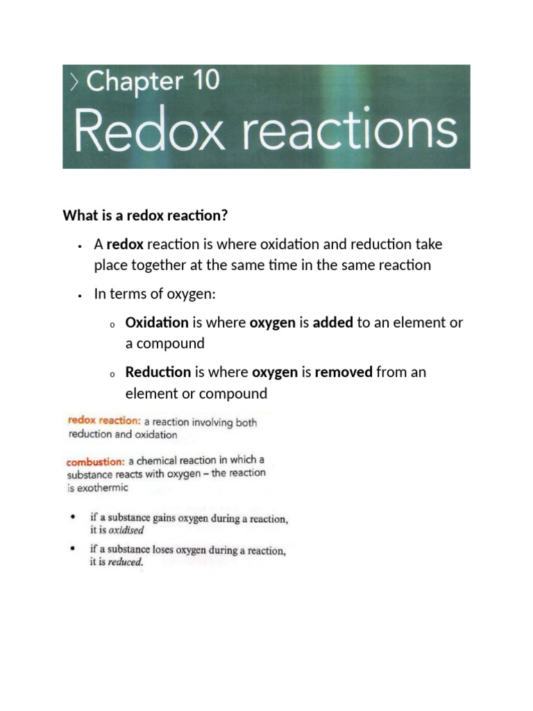 Understanding Redox Reactions | PDF | Philosophy | Science & Mathematics