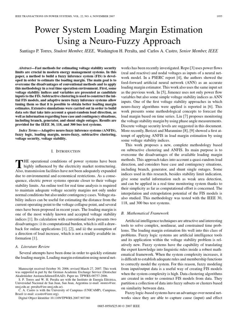Power System Loading Margin Estimation | PDF | Fuzzy Logic | Applied Mathematics