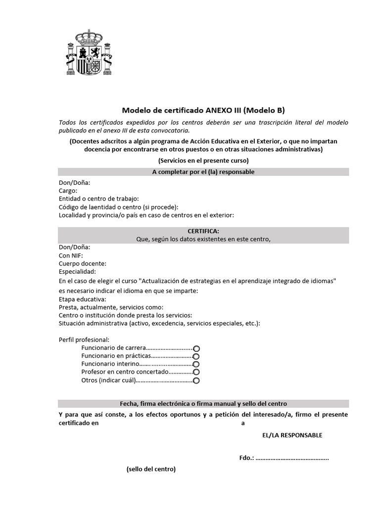 Anexo III Modelob | PDF | Maestros | Enseñando