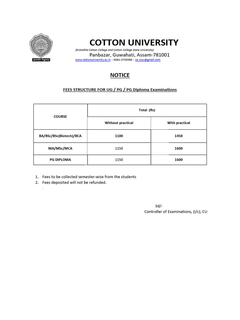 Revised Fees 221118 | PDF