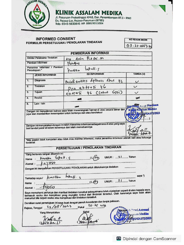 Form Isi Informed Consent, Persetujuan Dan Penolakan Tindakan ...