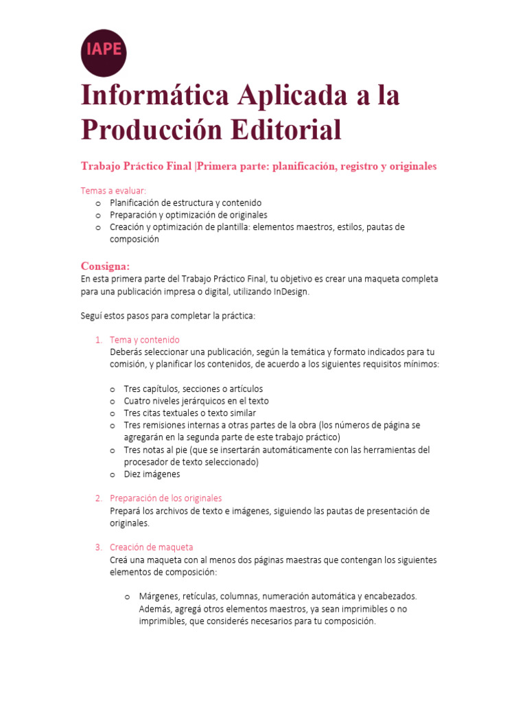 TP3 - Consignas | PDF | Archivo de computadora | Publicación