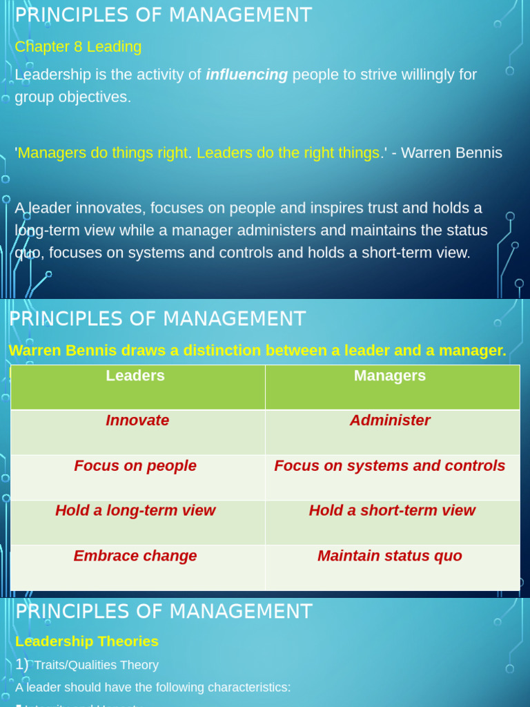 Leadership Principles in Management | PDF | Power (Social And Political ...