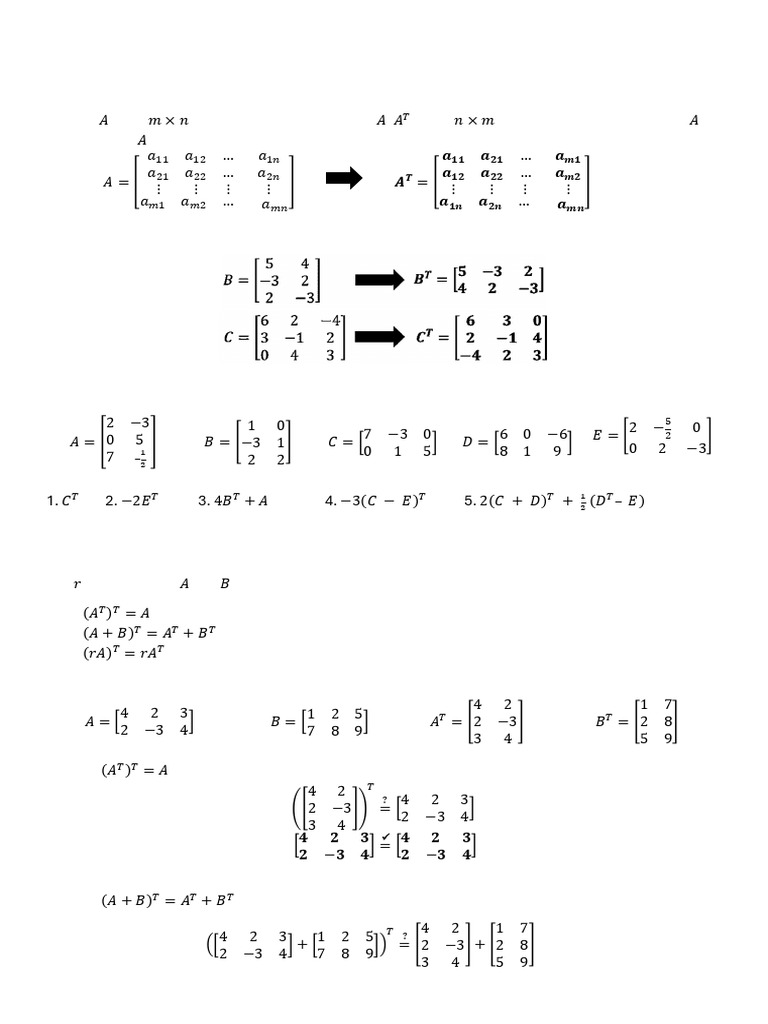 Transpose of A Matrix | PDF | Matrix (Mathematics) | Abstract Algebra