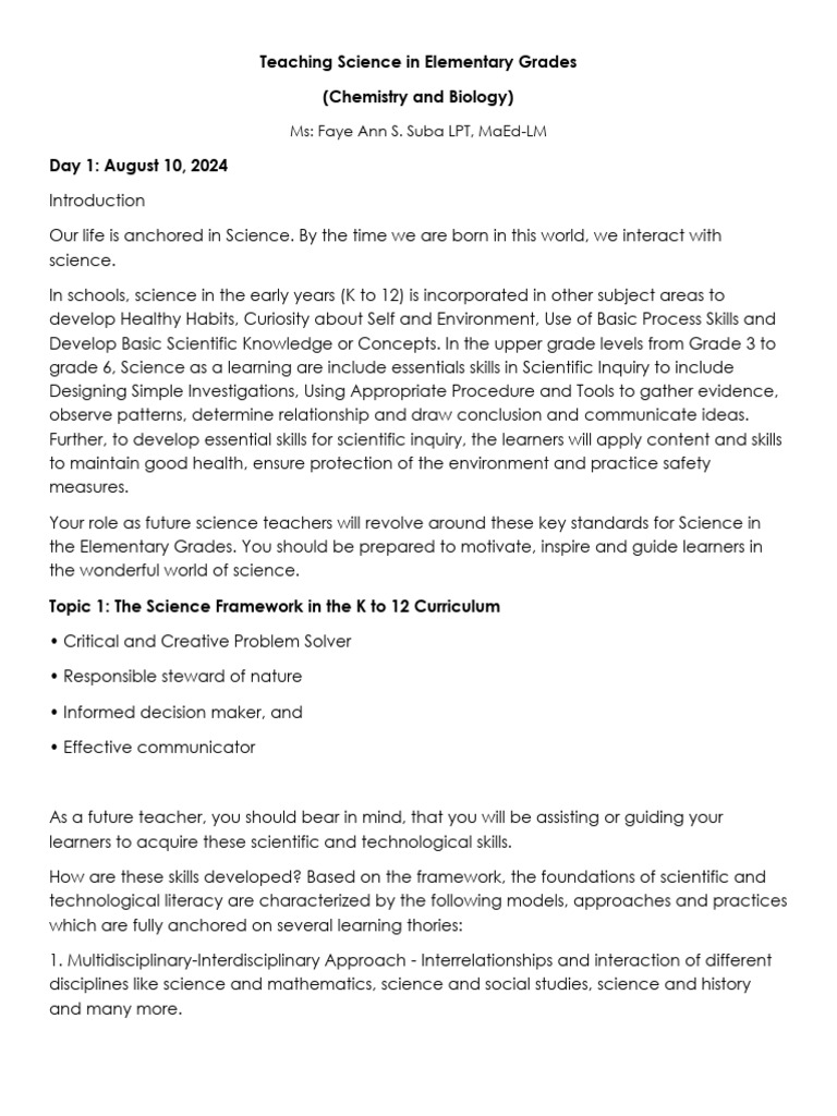 Teaching Science in Elementary Grades | PDF | Constructivism ...