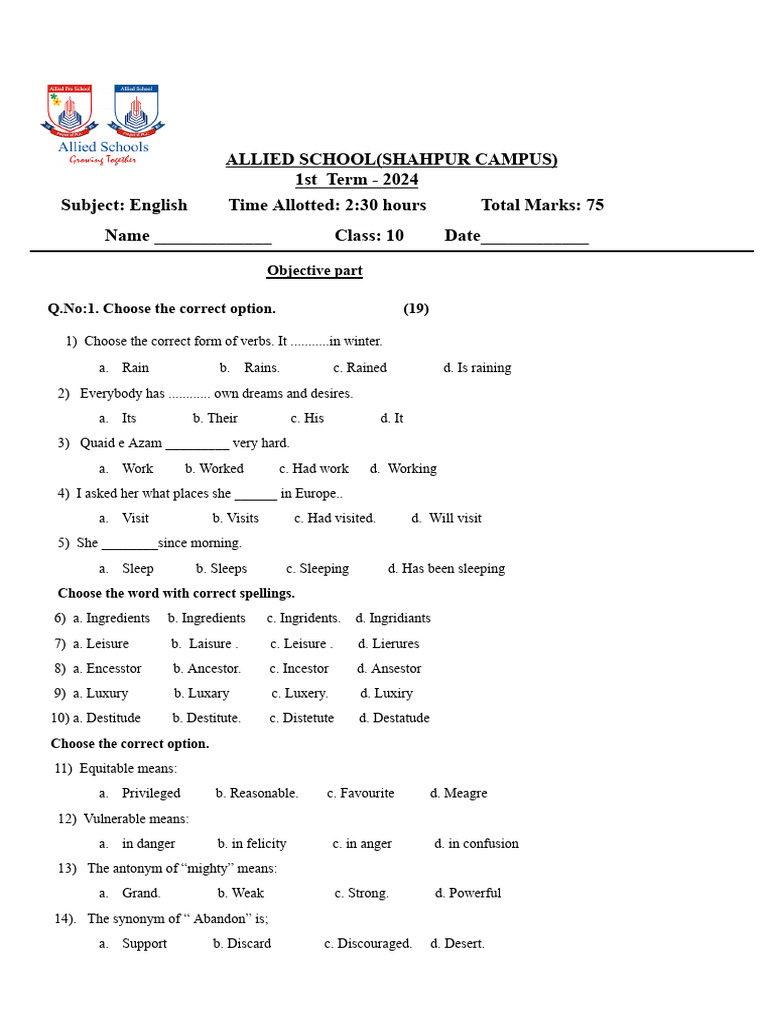 10th English | PDF | English Language | Linguistics