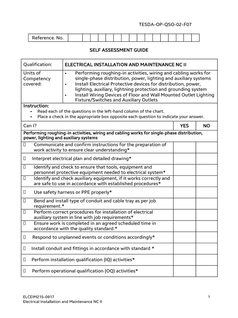 SAG - Electrical Installation and Maintenance NC II | PDF | Electrical ...