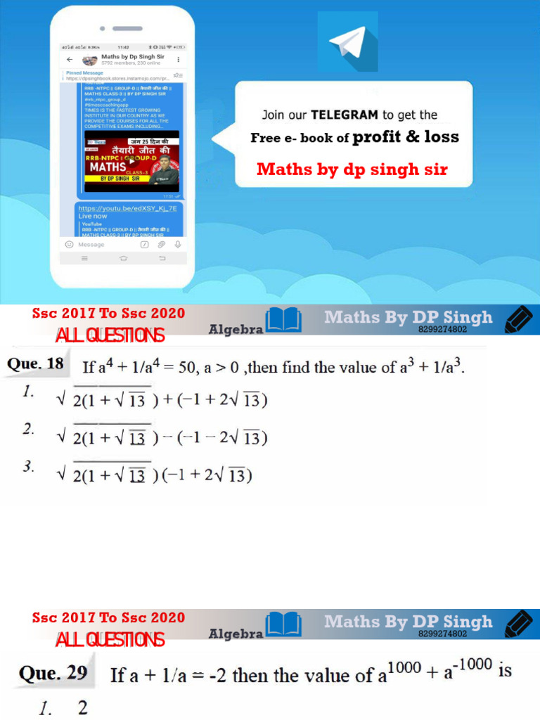 Algebra Sheet - 1 by DP Singh Type - 1 | PDF | Mathematics | Science