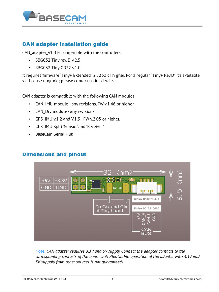 Basecam CAN Adapter Installation Guide | PDF
