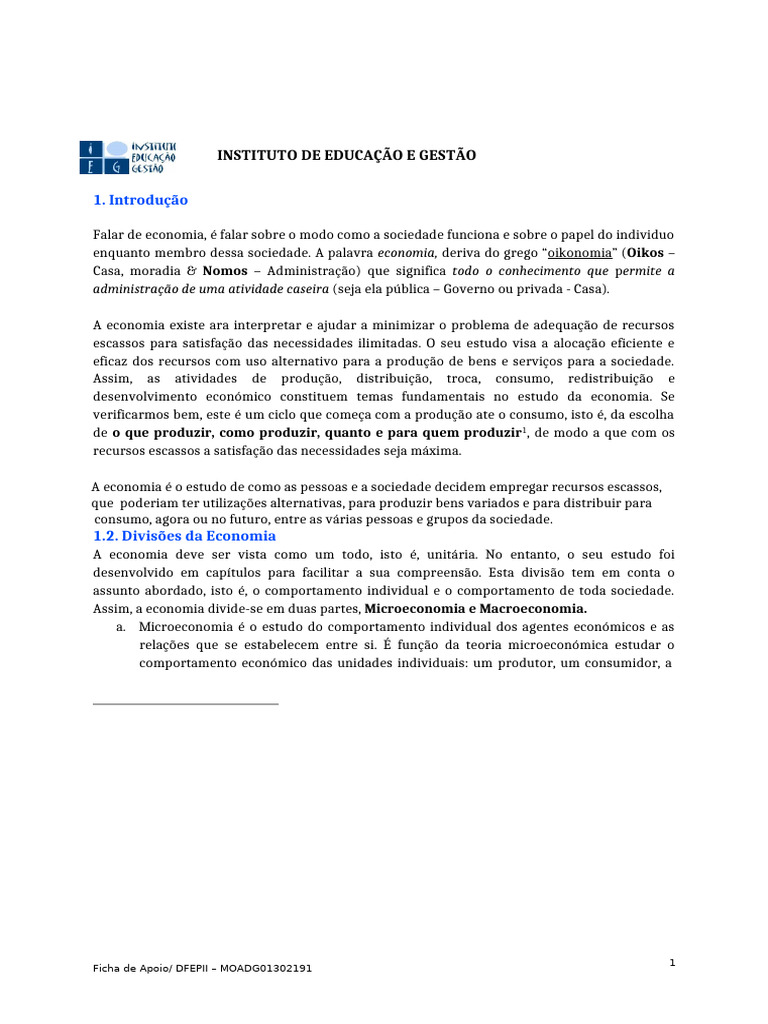 FICHA DE APOIO 1 ECONOMIA IEG_092243 | PDF | Economia | Produto interno ...