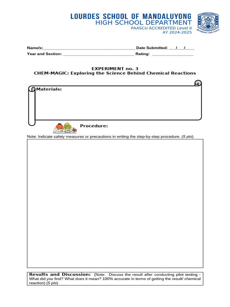 General Chemistry 1 Q2 EXP3 Chem Magic AY24 25 | PDF | Business
