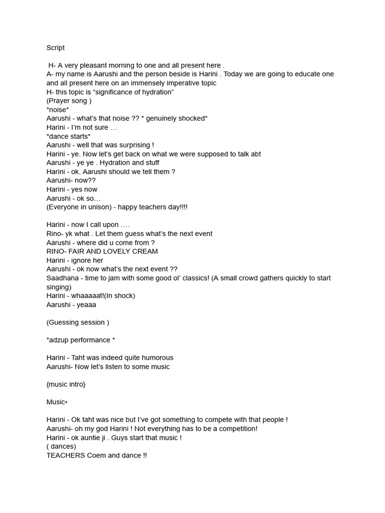 Teachers Day Script | PDF