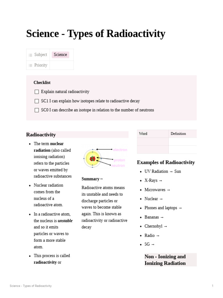 Science - Types of Radioactivity | PDF | Radioactive Decay | Gamma Ray