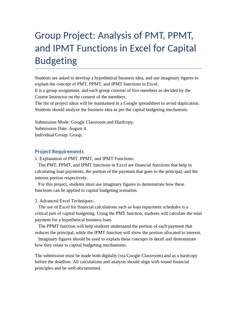 Group Project PMT PPMT IPMT | PDF