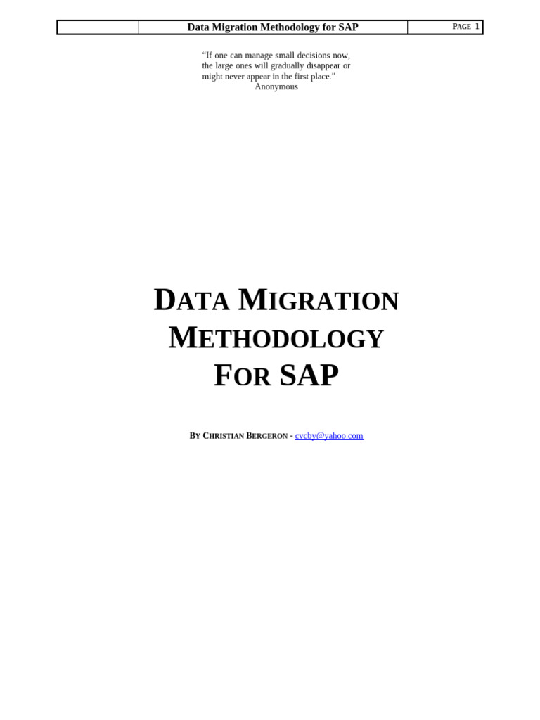 DATA MIGRATION METHODOLOGY FOR SAP | PDF | Methodology | Computing
