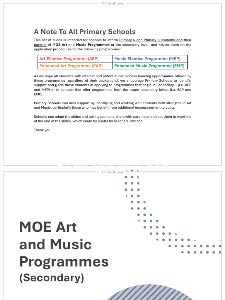 Art Music Programmes for Pri Sch Briefing (2025 Intake) (2) | PDF ...