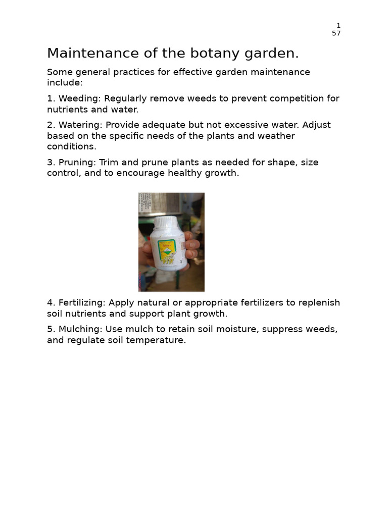 Maintenance of The Botany Garden | PDF | Compost | Fertilizer