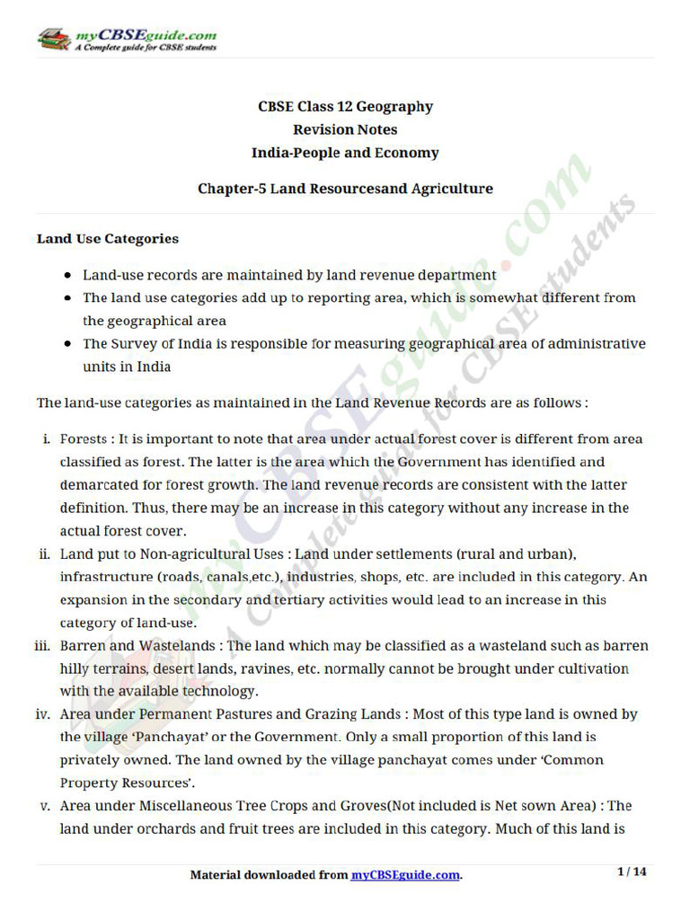 12 Geography Notes b2 ch5 | PDF