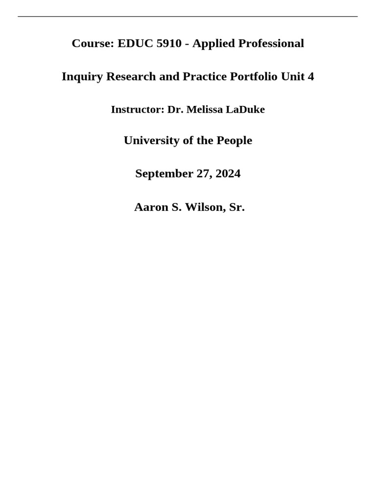 Research and Practice Portfolio Unit 4 | PDF | Educational Assessment ...