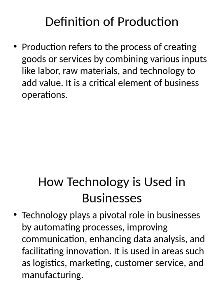 Technology in Production Process | PDF | Technology & Engineering | Computers