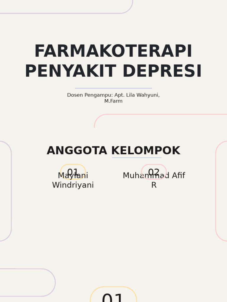 Farmakoterapi Dasar Depresi (KELOMPOK 9) | PDF | Pengembangan Diri